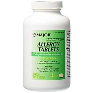 Major Pharmaceuticals Chlorpheniramine Maleate 4 mg Anti-Allergy Tablets, 1000 Count