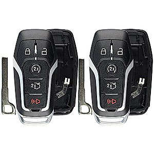 KeylessOption Keyless Entry Remote Smart Key Fob Shell Case for Ford Fusion Mustang Edge M3N-A2C31243800 (Pack of 2)