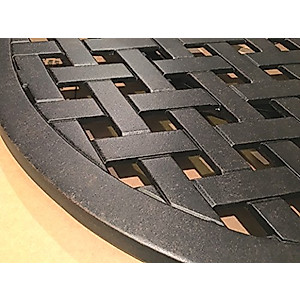 Outdoor Lazy Susan with Umbrella Hole 30" Turntable Patio cast Aluminum Nassau Bronze