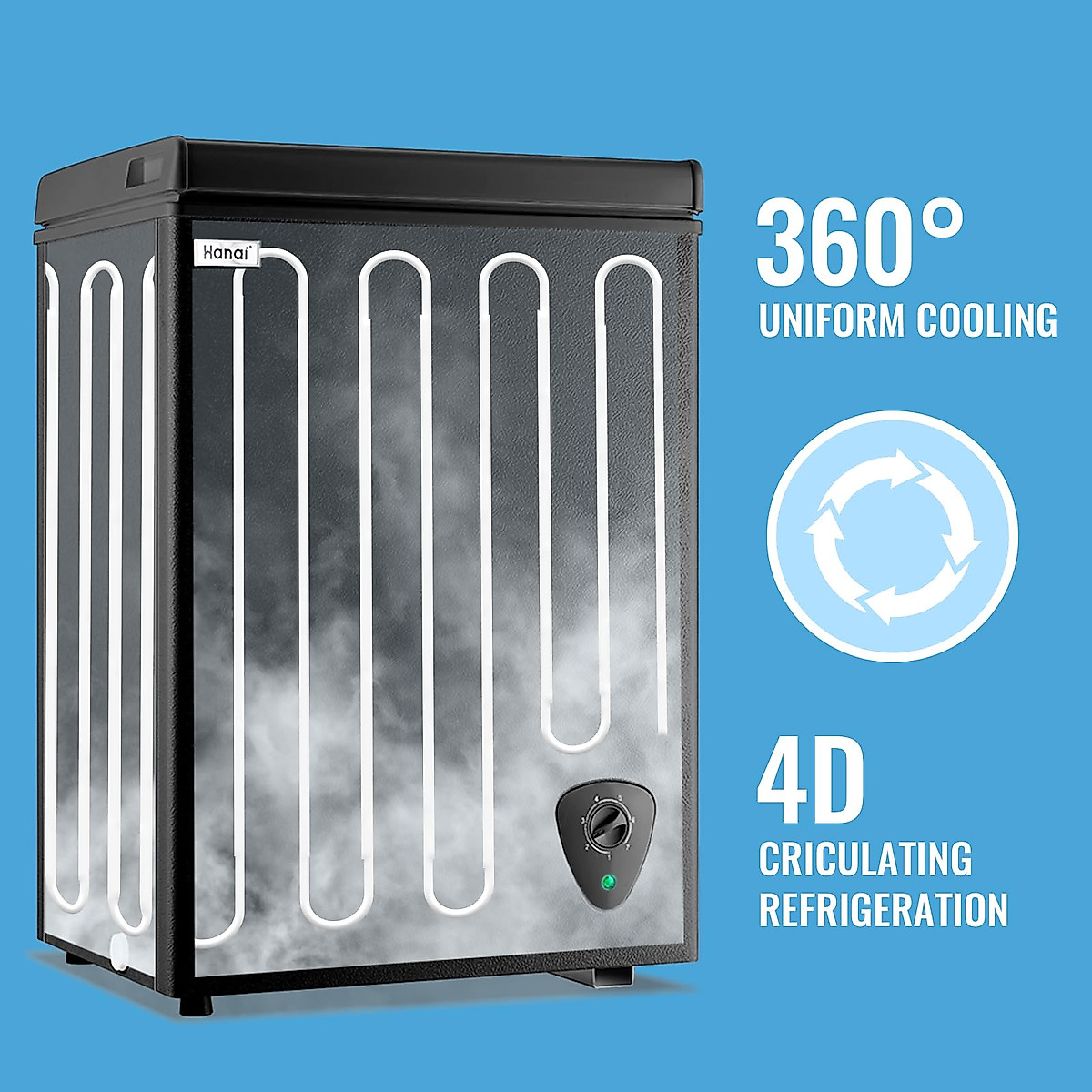 Chest Freezer 3.5 Cubic Small Deep Freezer with Top Open Door,Deep Freezer with Removable Storage Basket, 7 Gears Temperature Control, Energy Saving, for Office Dorm or Apartment