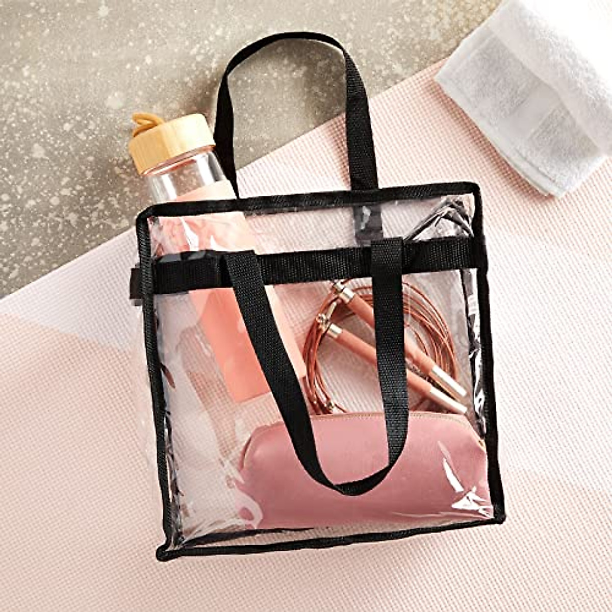 Juvale 2 Pack Clear Stadium Approved Tote Bags, 12x6x12 Large Transparent Totes with Zippers, Handles for Concerts, Sporting Events, Music Festivals, Work, School, Gym