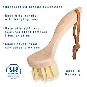 Redecker Waffle Machine Brush with Oiled Beechwood Handle, Stiff Heat-Resistant Tampico Fiber Bristles, 6-1/2 inches, Made in Germany