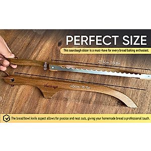 Generic Heritage Cutlery Bread Knife for Homemade Bread - Time-Saving & Easy Slicing - Perfect Bread Cutter for Sourdough Bread - Premium Finish, Ergonomic Design, No Mess, Large, Brown