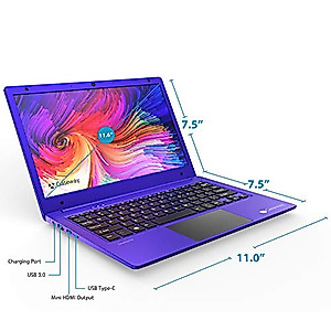 Gateway 11.6" FHD Ultra Slim Laptop Computer, AMD A4-9120e Up to 2.4GHz, 4GB DDR4 RAM, 64GB eMMC, Bluetooth 4.0, Webcam, USB Type-C, HDMI, Remote Work, Windows 10 S, BROAGE 64GB Flash Drive, Purple