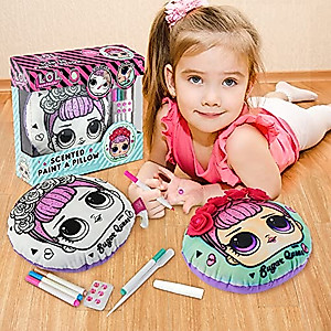 L.O.L. Surprise! DIY Coloring Pillow,Fruit Orange Scented Water Seepage Painting Throw Pillow,Color Your Own Pillow Case Children's Handmade Coloring Gift