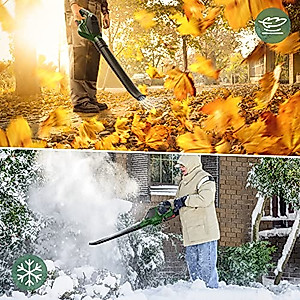 21V Leaf Blower Cordless with Battery and Charger, 5 Speeds Adjustable Cordless Battery Operated Blower for Lawn Care, Small Electric Cordless Leaf Blower with 2 Batteries Cordless Blower