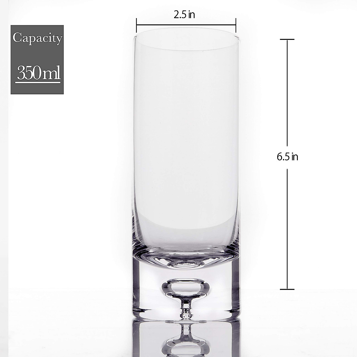 LEMONSODA Premium Crystal Bubble Base Highball Collins Glasses - Set of 4-12OZ - Fully Sealed Heavy Bottom Bubble Base - Great for Water, Juice, Beer, Cocktails, and More