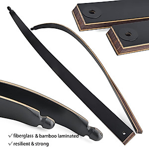 ZSHJGJR 60” Black Hunter Original Recurve Bow for Adults American Hunting Longbow Archery Bow 20-60lbs Right Handed for Archery Hunting Shooting Practice (Orange, 50lbs)