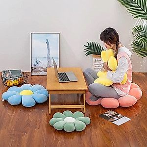 GnashCo Flower Pillow, Decorative Plush Daisy Flower Throw Pillow, Floor Cushion, Chair Seat Cushion, Chair Back Support, Car Pillow, Cute Trendy Pillow Home Decor(15 INCHES, White)