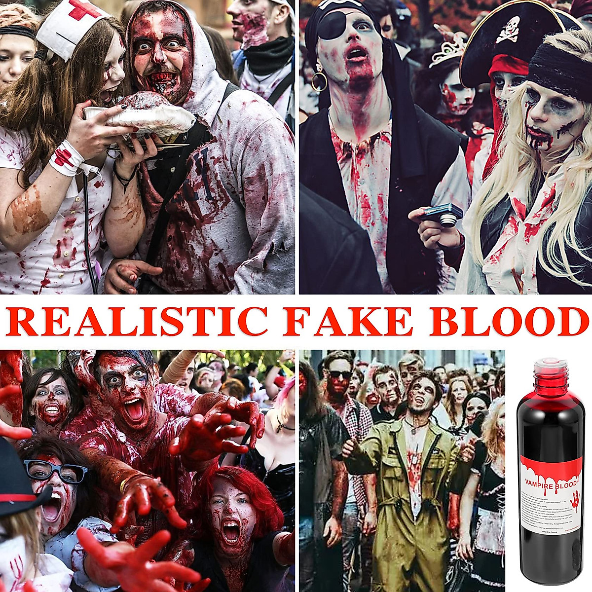 BKPPLZP Fake Blood Washable Makeup,1.01oz(30ML) Halloween Fake Liquid Blood for Zombie Bride,Clothes,Monster SFX Scary Clown and Vampire Makeup & Monster Dress Up Cosplay,1 Pack