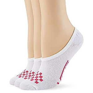 Vans Super No Show Socks - Women's and Girls (White/Pink Check, Womens Shoe Size 7-10)