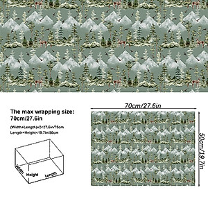 Vnaaem Forest Green Wrapping Paper - 6 Various Watercolor Woodland Reindeer Leaves and Tree Design Gift Wrap for Christmas Holiday Wedding Baby Shower Celebration - 20 X 28Inches Per Sheet(6 Pack)