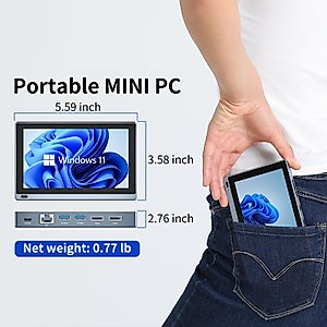 HIGOLEPC Mini PC Windows 11 PRO,Celeron J4125 Mini Computer,8GB DDR,256GB EMMC,Mini PC with Screen,Micro PC Support 4K HDMI Double Display,WiFi 5.0, BT4.2, Gigabit Ethernet