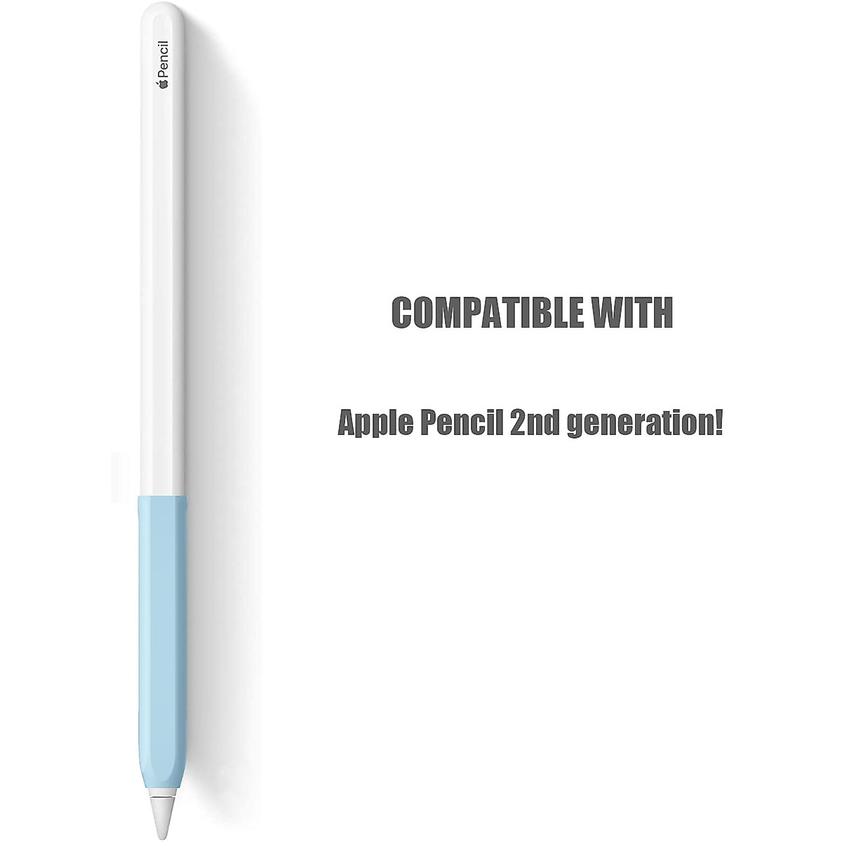 3 PCS Ergonomic Grip for Apple Pencil 2nd Generation, Grips Silicone Holder Sleeve for Apple Pen 2 Gen (Black, Blue,White)