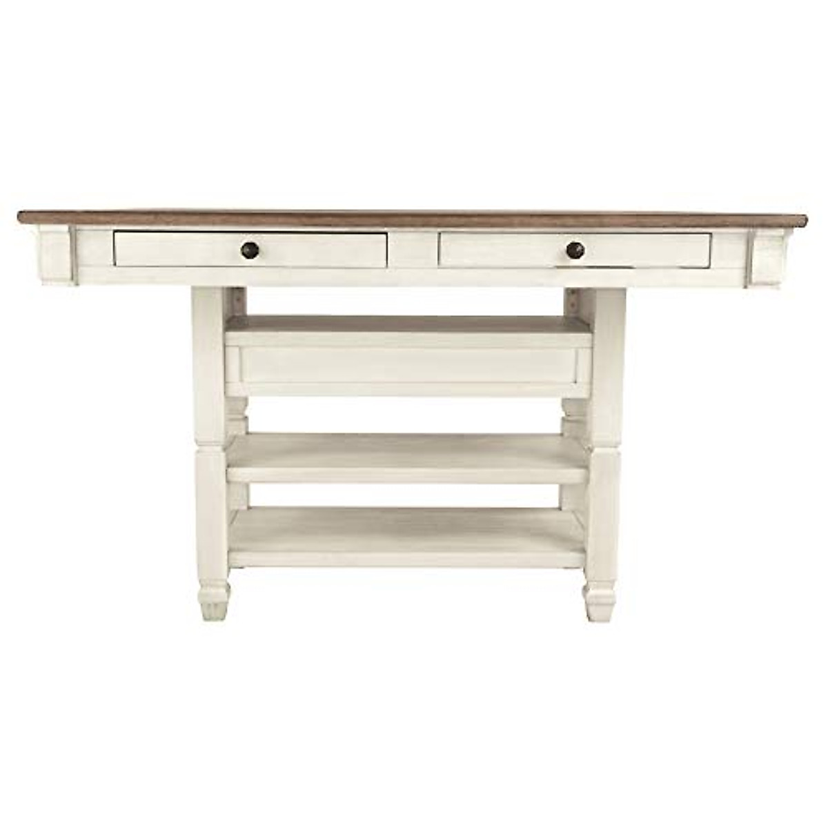 Signature Design by Ashley Bolanburg Farmhouse Counter Height Dining Room Table, White & Brown