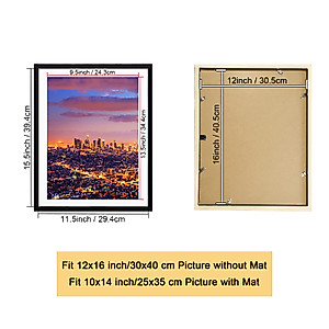 LIPHISFUN Diamond Painting Frame 30x40cm Diamond Art Frames Display Picture 12x16 Without Mat or 10x14 with Mat 2 Pack,Natural Solid Wooden,Protection Glass,Back Mat,Hanging Kit for Wall Decor-Black