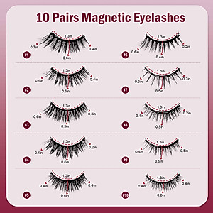 Magnetic Eyelashes Kit ， Crwahie 10 Pair Magnetic Lashes with Eyeliner & Tool, 3D Long Lasting Magnetic Eyelashes Natural Look Reusable Sweatproof False Eyelashes, Easy to Wear, No Glue Needed