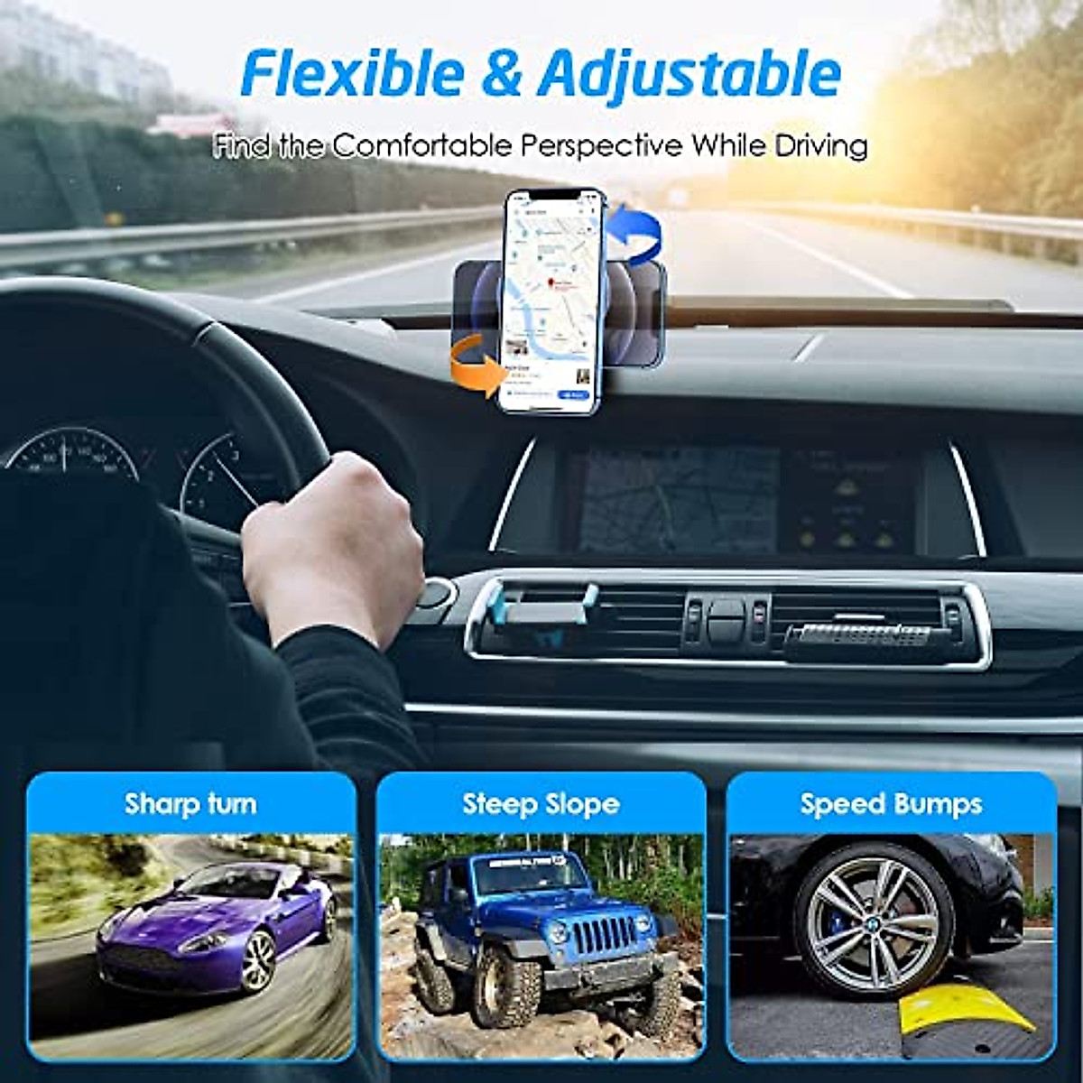 WixGear Universal Stick On Swivel Mount (2 Pack) Dashboard Magnetic Phone Holder for Car, Phone Mount for Car for Cell Phones and Mini Tablets with Fast Swift-snap (New Upgraded Mount)