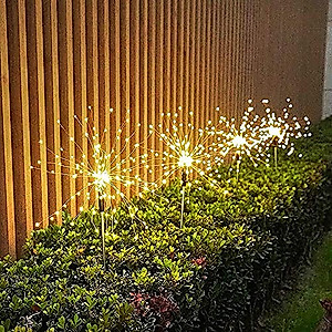 Solar Firework Lights 2 Packs Solar Garden Decorative Lights Outdoor 105 LED 2 Modes Firework String Light Waterproof Landscape Fairy Lights for Yard Lawn Pathway Christmas Party Decor (Warm White)
