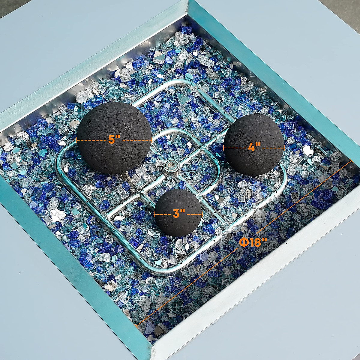 Stanbroil Ceramic Fire Balls - 5” Round Fire Stones for Fire Pit Fire Bowl and Fireplace - Set of 6, Black