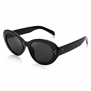 FEISEDY Y2k Oval Sunglasses Womens Thick Bold Retro Clout Goggles Round Cateye Shades B2313