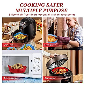 CIWICH Air Fryer Silicone Pot,7.9Inch Silicone Air Fryer Liners Round Reusable, Food Safe Air fryers Oven Accessories,2 Pack Silicone Air Fryer Basket with Mitts, No Need to Clean the Air Fryer