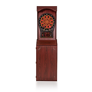 Arachnid Cricket Pro 800 Standing Electronic Dartboard with Cherry Finish, Regulation 15.5” Target Area, 8-Player Score Display and 39 Games Brown