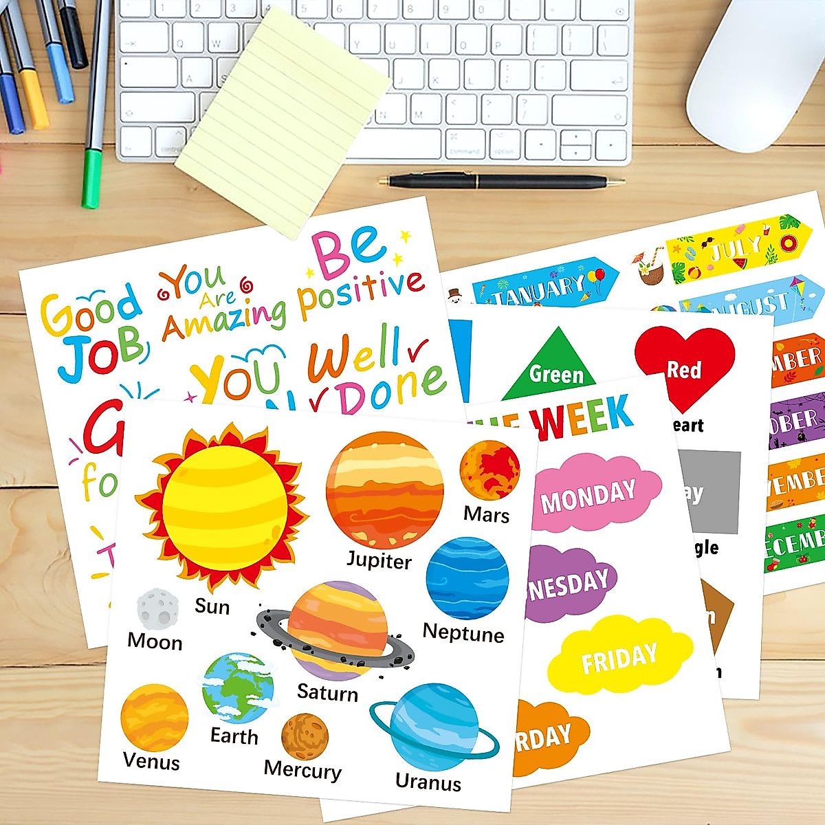 Alphabet Wall Decals for Kids Room ABC Letter Classroom Educational Learning Stickers for Kids Animal Number Wall Decor Peel and Stick Wall Stickers Decals for Bedroom Playroom Wall Decals 12 Sheets