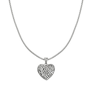 Ross-Simons Sterling Silver Bali-Style Heart Pendant Necklace. 18 inches