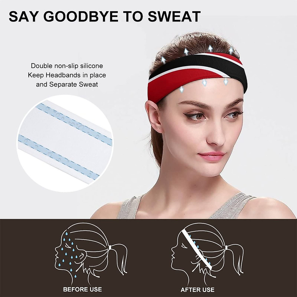 MAIPHUONGANH Trinidad and Tobago Flag Sports Turban,Headband High Bullet Headwear Wristband Hair Accessories Print Headscarf