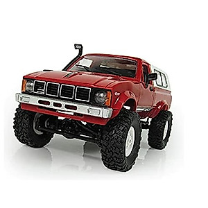 FMTStore WPL C24 1/16 2.4GHz 4WD RC Car Crawler w/Headlight Remote Control Crawler Off-Road Pick-up Truck RTR Toy Boy, Girl and Adult (Red)