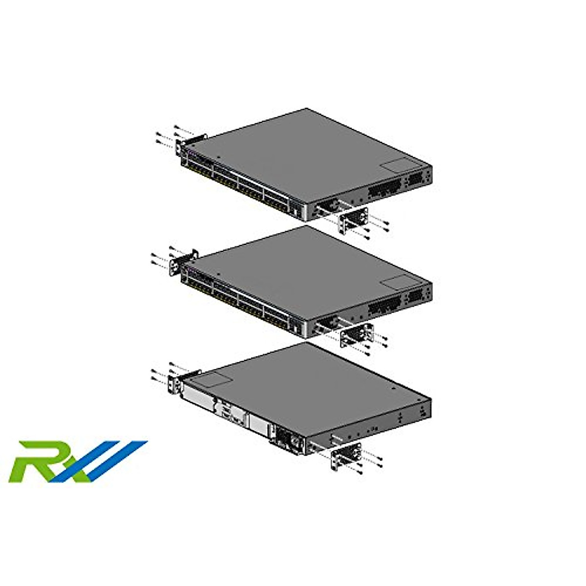 RW RoutersWholesale 19" Rack Mount Kit Compatible/Replacement for Cisco Catalyst 2960-X and 2960-XR Series Switches