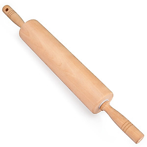 Classic Rolling Pin for Baking 18'' Long - Gifbera Beech Wood Dough Roller Pin with Handles for Bread Pastry Pizza Fondant Pie Crust