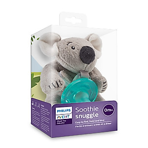 Philips AVENT Soothie Snuggle Pacifier Holder with Detachable Pacifier, Koala, 0m+, SCF347/06