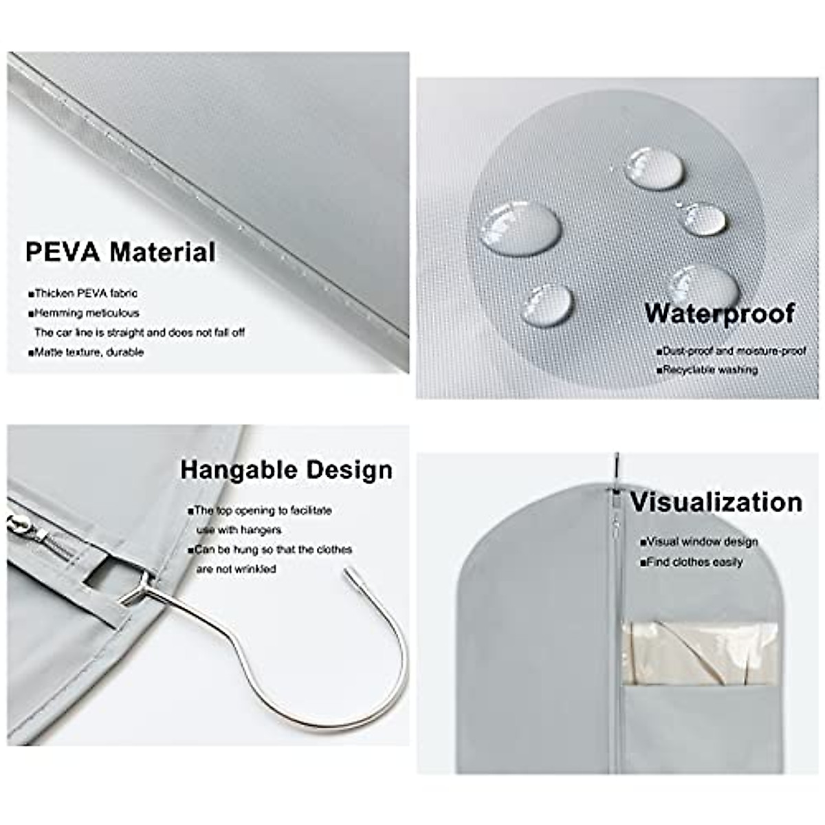 Garment Bags Suit Bag for Closet Storage (Set of 4)Dress Bags Hanging Garment Bag for Storage or Travel- 24''×44''/4Pack