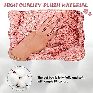 SENNAUX Cat Bed - Cute, Washable Pink Donut Bed for Indoor Cats and Small Dogs, Soft, Fluffy, Anti-Anxiety, Self-Warming, Blush Pink