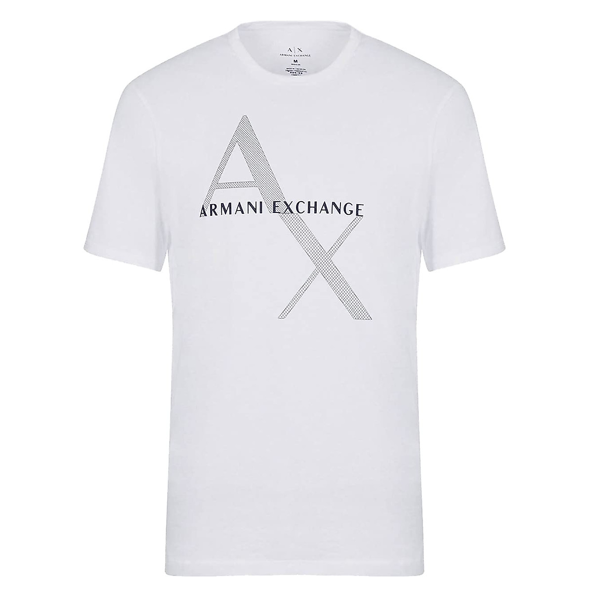 A|X ARMANI EXCHANGE mens Crew Neck Logo Tee T Shirt, Quilted Logo White, Small US