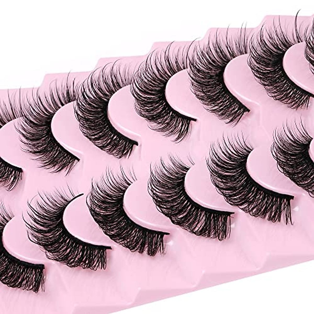 JIMIRE Faux Mink Lashes Wispy Fairy Strip Lashes Full Fluffy False Eyelashes Cat Eye Pestañas 5D Multilayer Spiky Butterfly 15MM Volume Fake Lashes 8 Pairs Pack