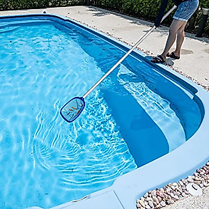 Almcmy Swimming Pool Cleaning Kit,57 Inch Long Handle Swimming Pool Cleaning Brush,Pool Cleaning Set with Pool Skimmer Net,Best for Above Ground Pools,Spas,Ponds - Blue