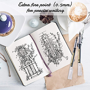 12 Pieces Rolling Ball Pens, Quick-Drying Ink 0.5 mm Extra Fine Point Pens Liquid Ink Pen Rollerball Pens (Black)