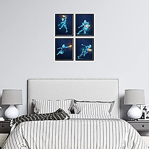 Football X-Ray Wall Art Decor Prints - Set of 4 (8x10) Inch Unframed Poster Photos - Bedroom