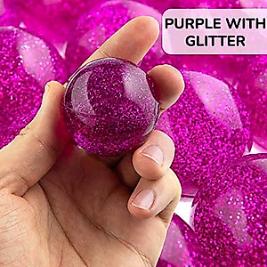 Entervending Bouncy Balls Bulk - Rubber Balls for Kids - Single Color Glitter Bounce Balls - Bundle of 4 Packs (100pcs) Large Bouncy Ball 45 mm - Super Ball Vending Machine Toys - Balls Party Favors