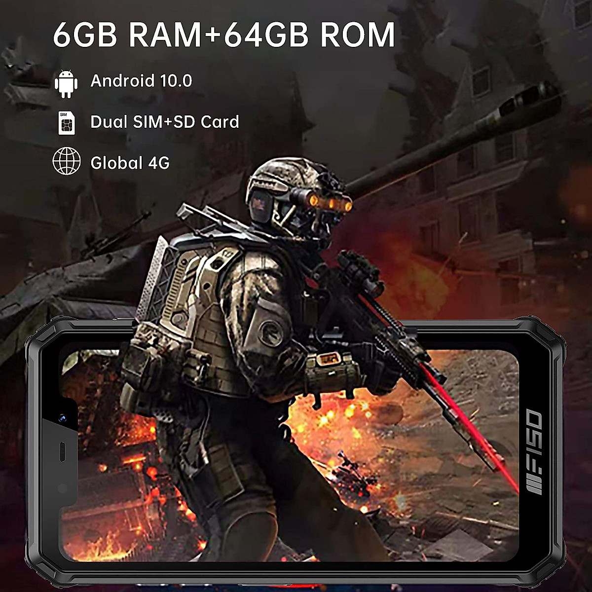 OUKITEL B2021 Unlocked Rugged Smartphone, 6GB RAM+64GB ROM(SD 256G) Rugged Cell Phone, 8000mAh Battery 5.86" HD+ IP68/69K Waterproof Phone, 4G Dual SIM Global/4 Camera/Face ID/Fingerprint/NFC/GPS