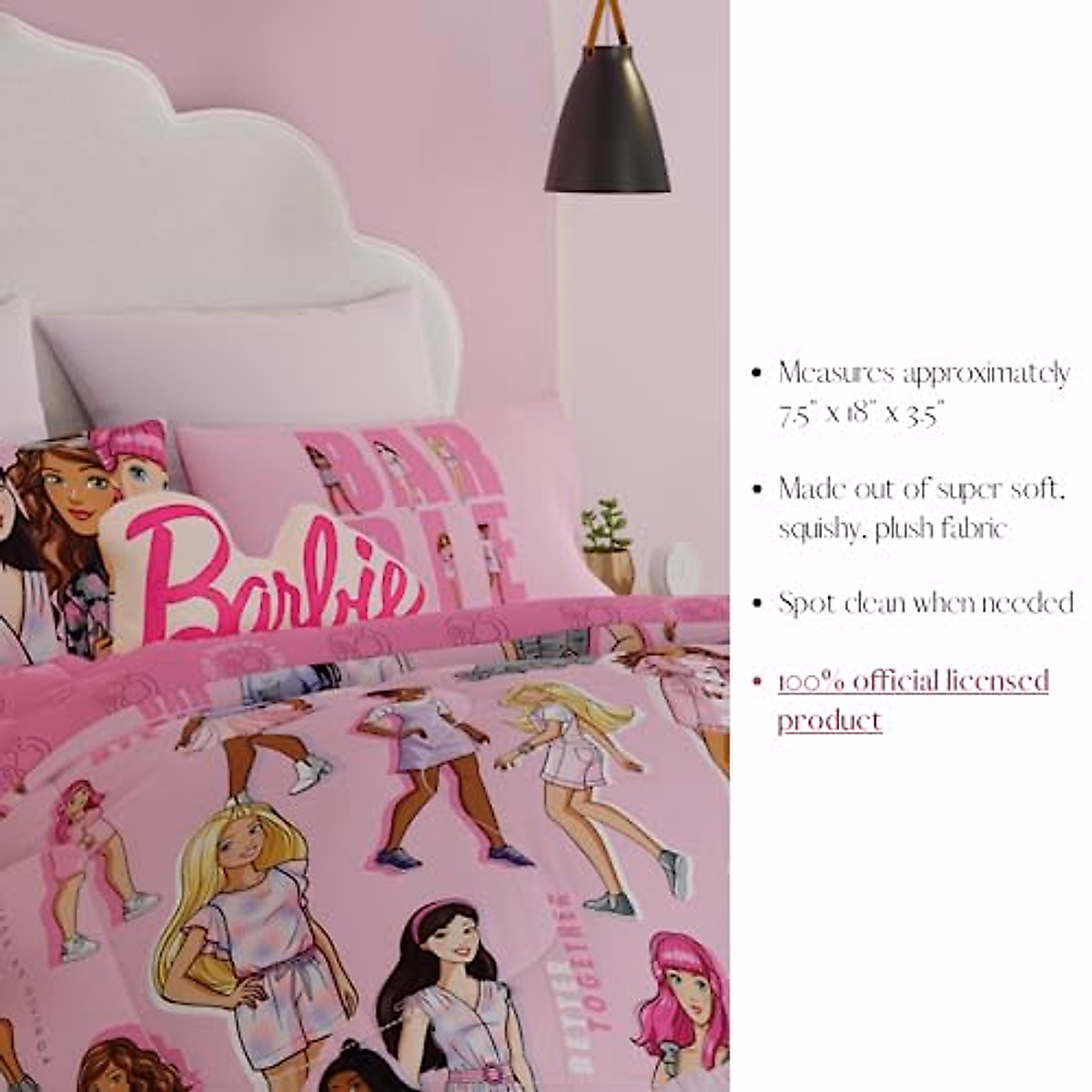 Franco Barbie Movie Luxe Super Soft Plush Squishy 17" Inch Logo Decorative Pillow