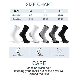 Airacker Athletic Socks Sport Running Calf Socks Performance Cushioned Breathable Crew Socks for Men Women(6 Pairs)