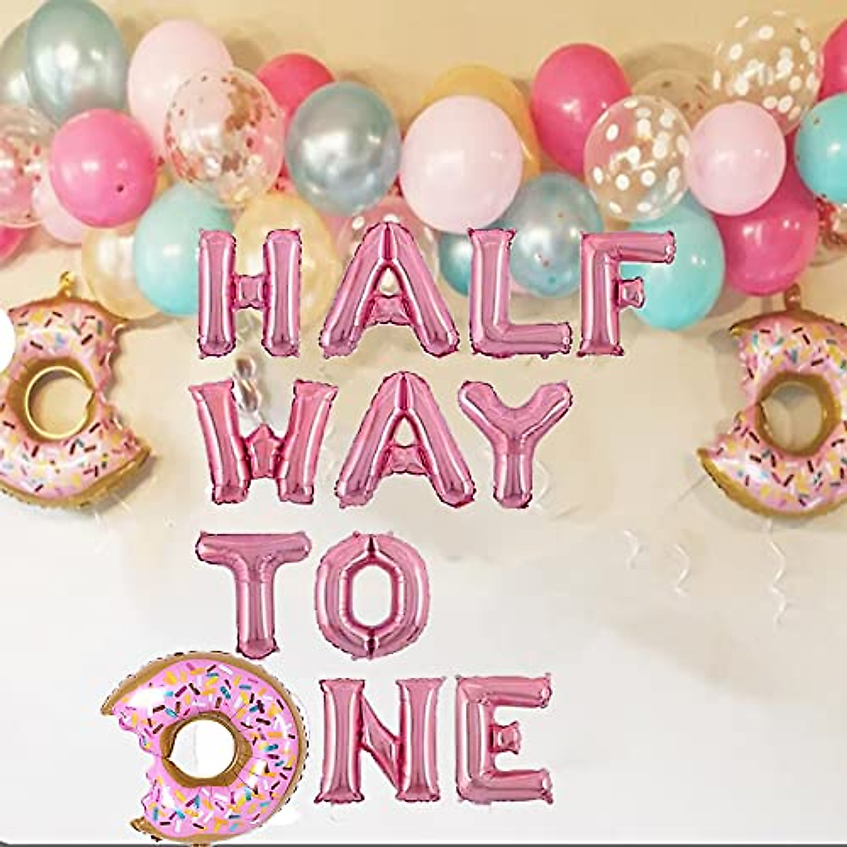 Halfway, Half Birthday Decorations,6 Month Old Decorations For Girl,Donut 1/2 Birthday Decorations,Donut Birthday Party Decorations 6.