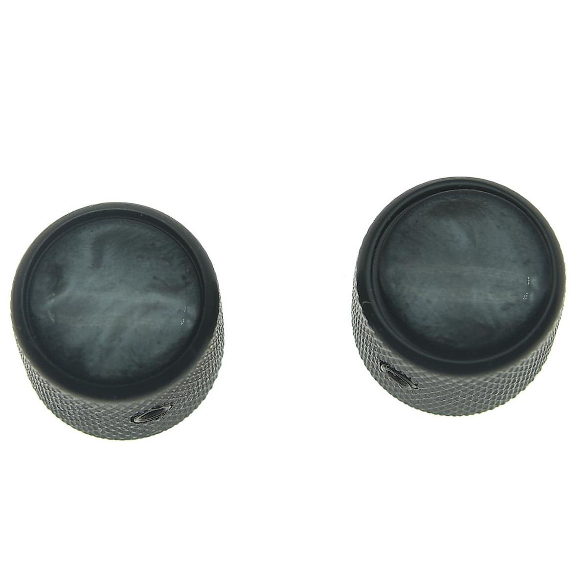 KAISH Set of 2 Black Pearl Top Guitar Dome Knobs with Set Screw for Tele Guitars Black Pearl Cap Bass Black Knobs