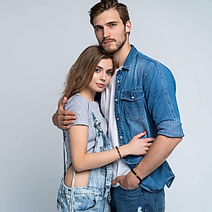 COAI Long Distance Matte Onyx Tiger Eye Couples Stone Bracelets