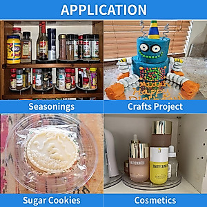 TamBee 2PC 6 inch Lazy Susans Turntable Organizer White Acrylic for Spice Rack Table Cake Kitchen Pantry Decoratin