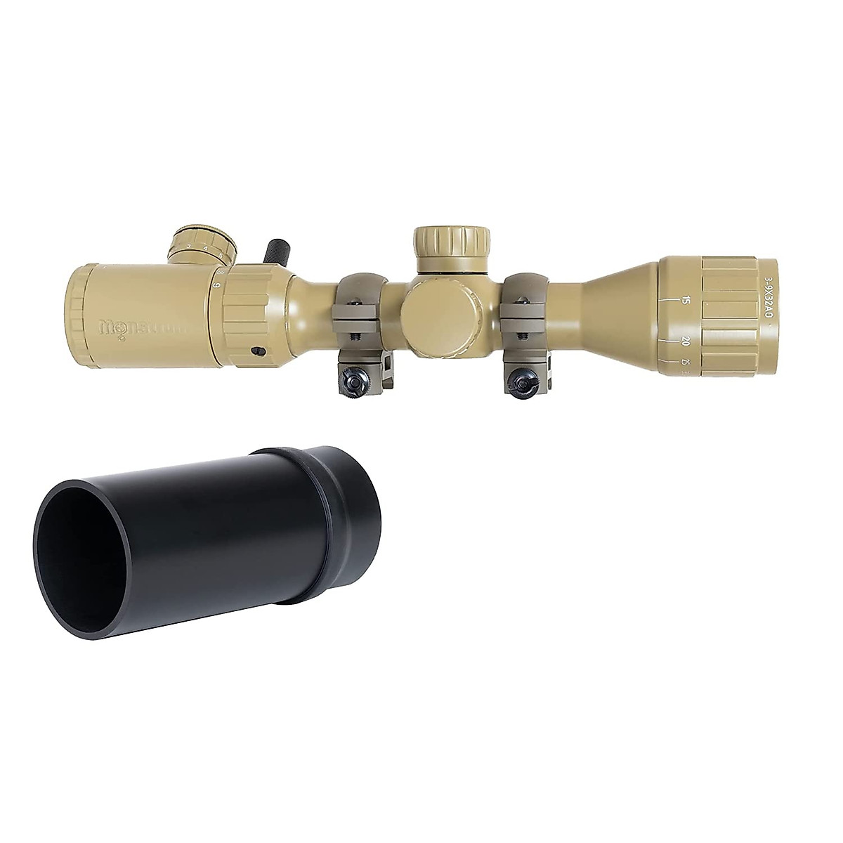 Monstrum 3-9x32 AO Rifle Scope | Flat Dark Earth | Monstrum SS-F Scope Sunshade | Bundle